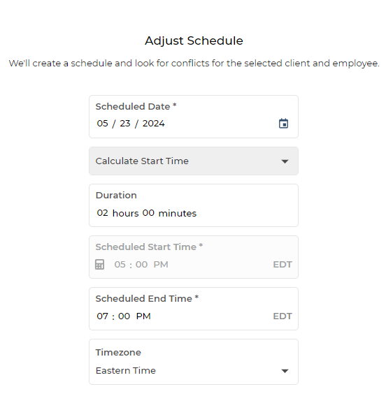 What are the types of time calculation options?